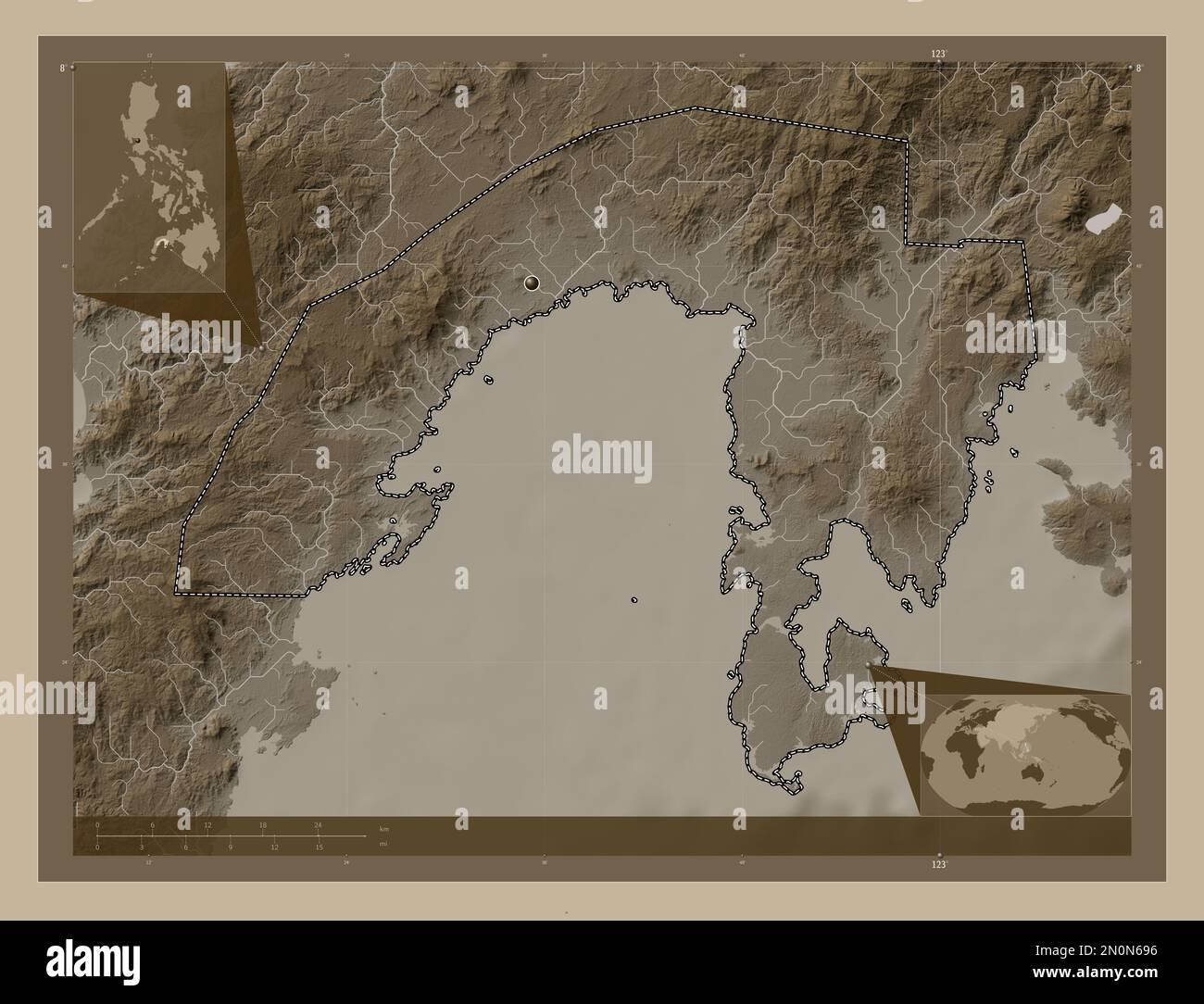 Zamboanga Sibugay, province of Philippines. Elevation map colored in ...