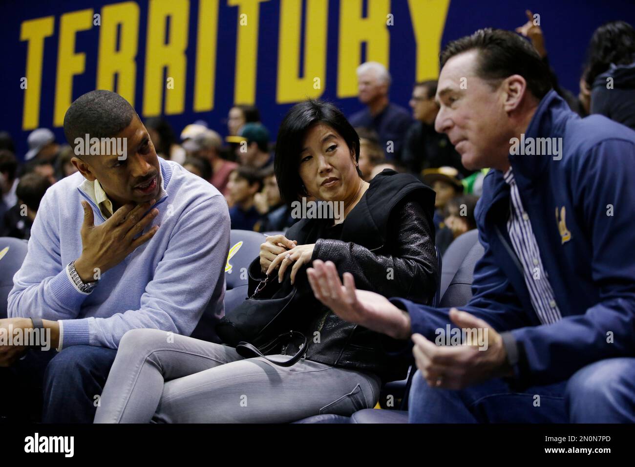 Sacramento mayor Kevin Johnson, left, his wife Michelle Rhee, center ...