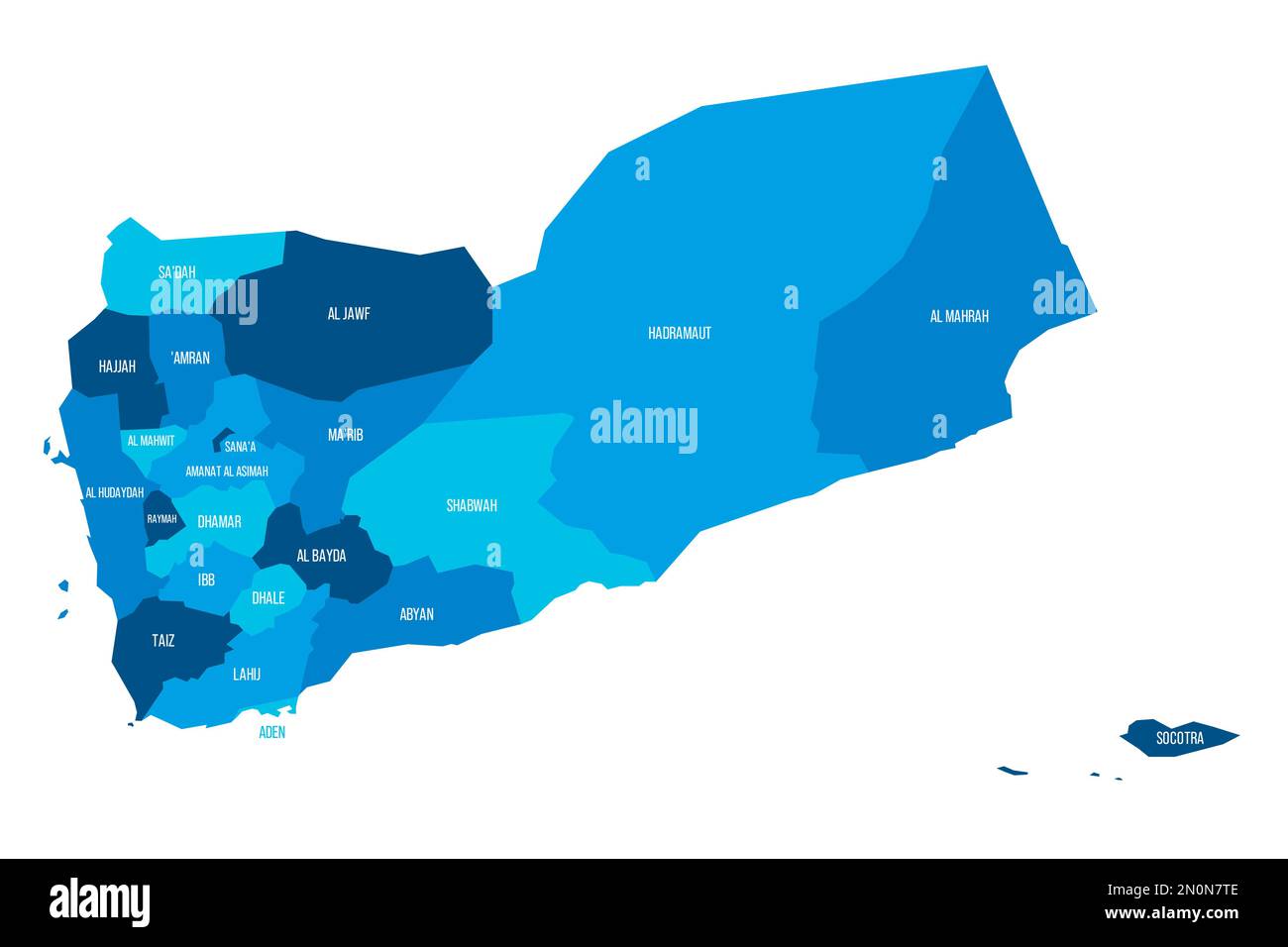 Yemen political map of administrative divisions - governorates and ...
