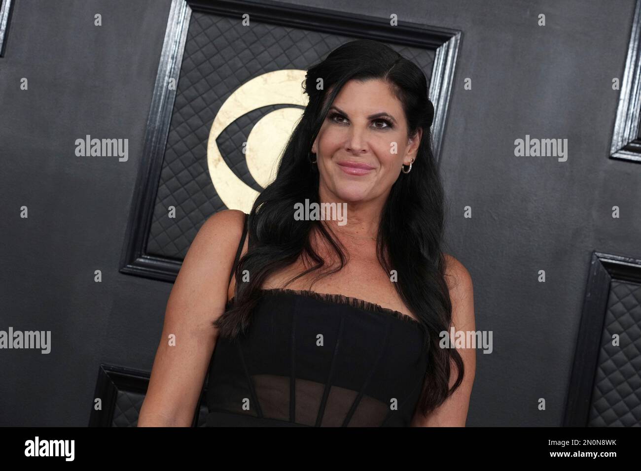 Michelle Larkin arrives at the 65th annual Grammy Awards on Sunday, Feb ...
