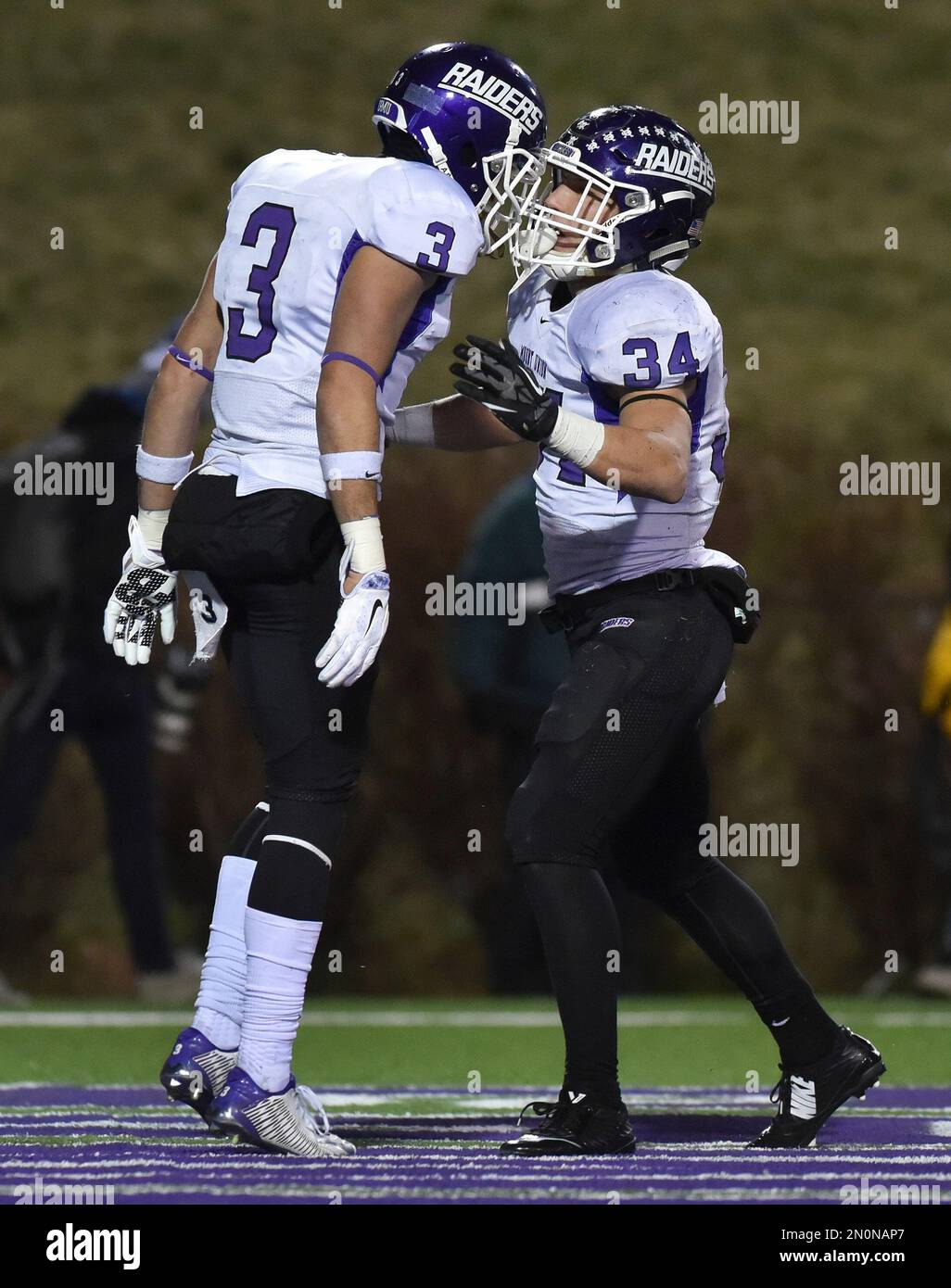 Mount Union running back Logan Nemeth (34) celebrates his touchdown run ...