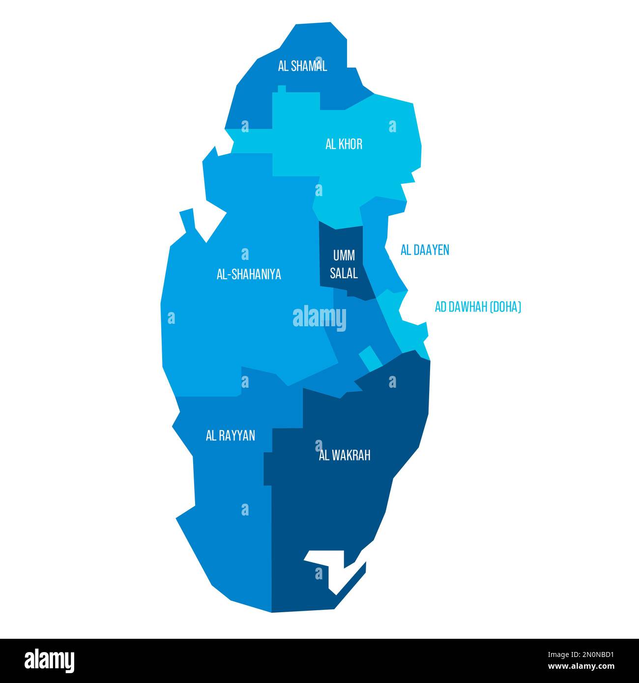Qatar political map of administrative divisions - municipalities. Flat ...