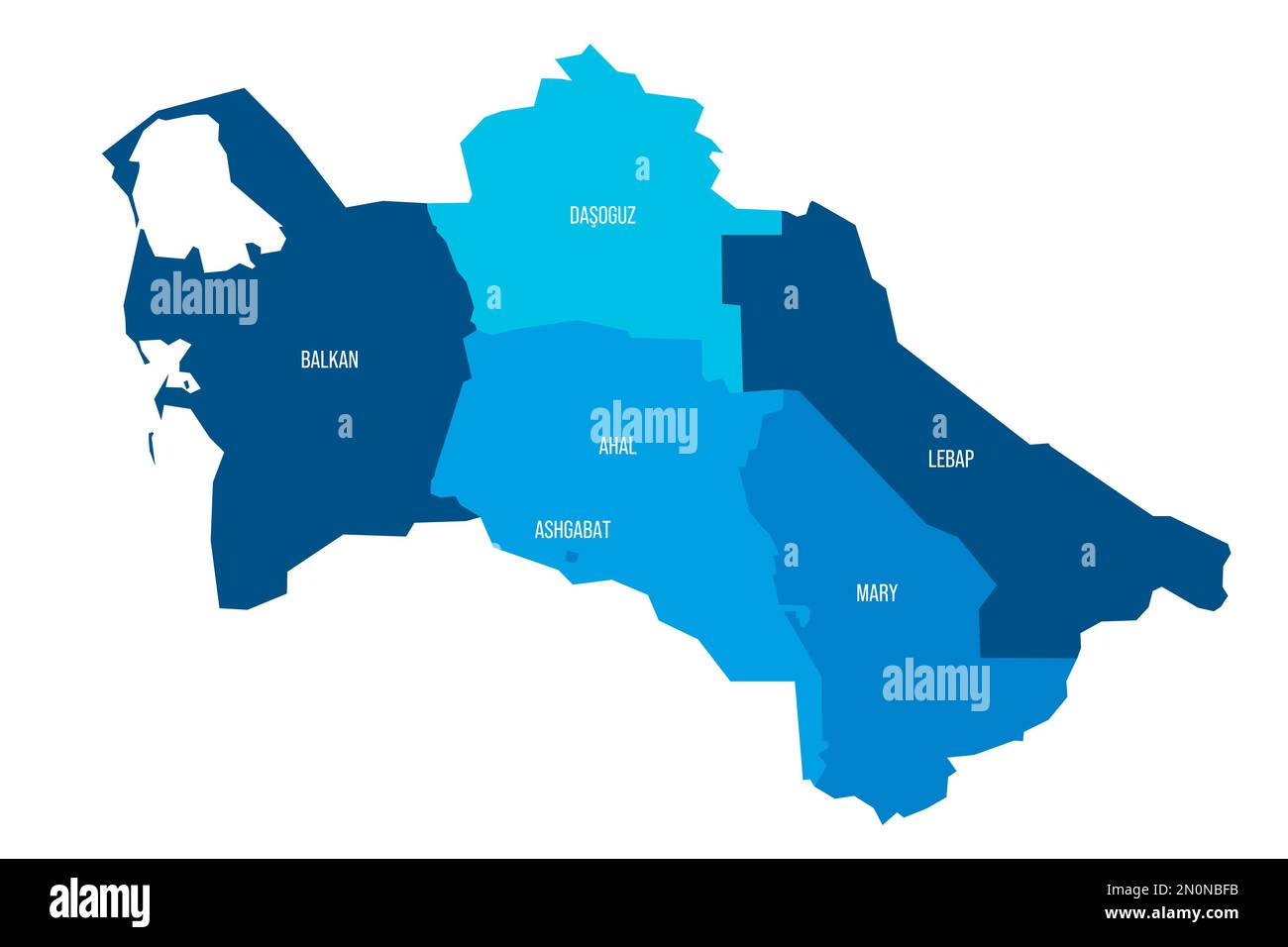 Turkmenistan political map of administrative divisions - regions and ...