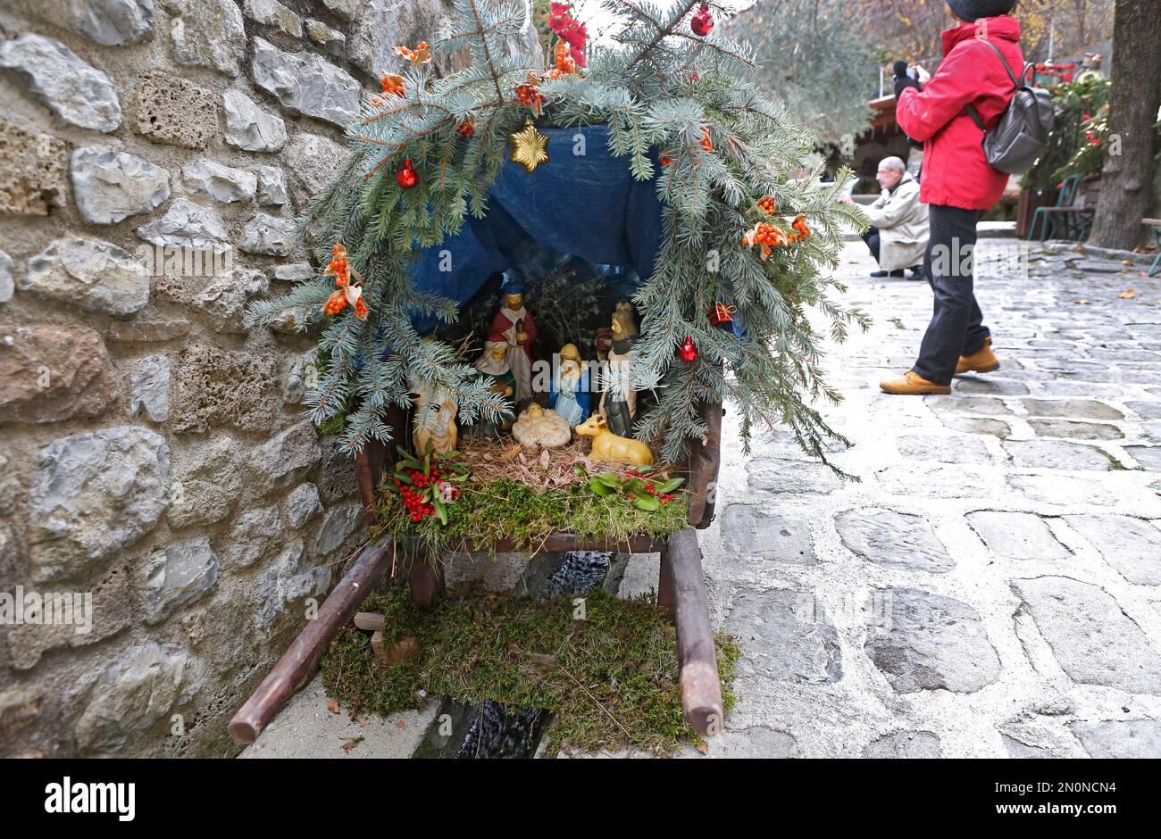 A crib is displayed in Luceram, southeastern France, Friday, Dec. 18 ...