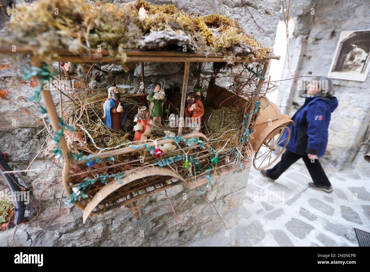 A crib is displayed in Luceram, southeastern France, Friday, Dec. 18 ...