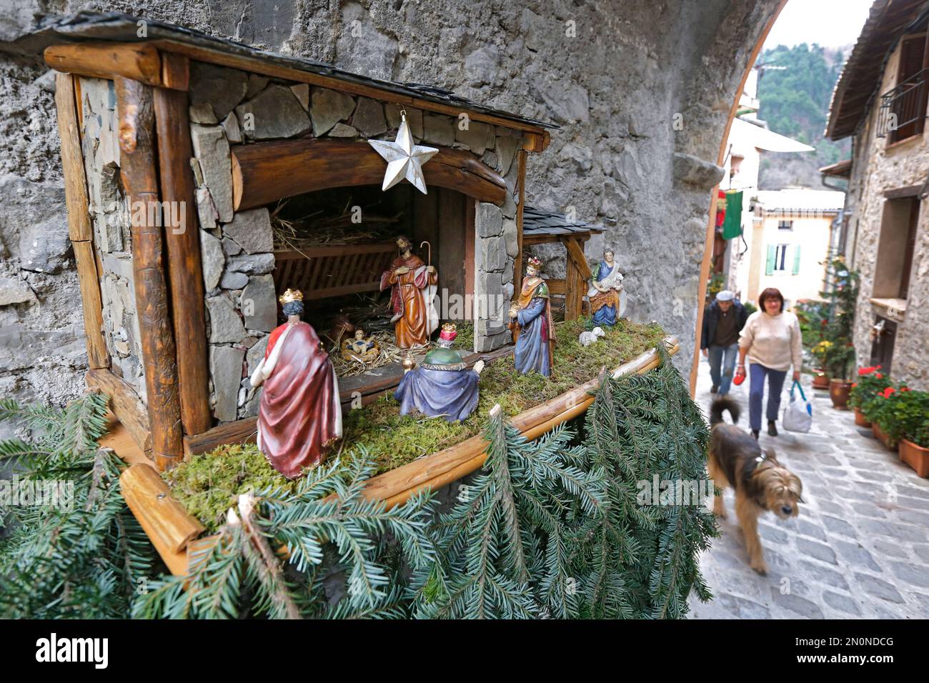 A crib is displayed in Luceram, southeastern France, Friday, Dec. 18 ...