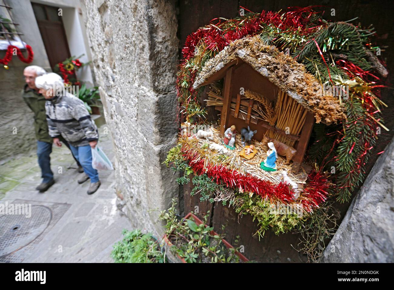 A crib is displayed in Luceram, southeastern France, Friday, Dec. 18 ...