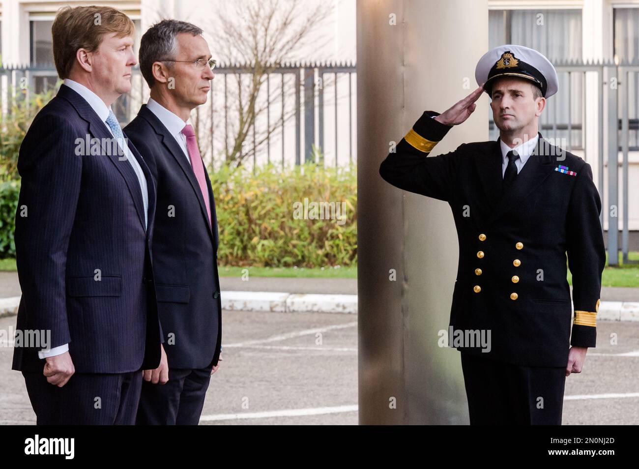 NATO Secretary General Jens Stoltenberg, second left, stands with Dutch ...