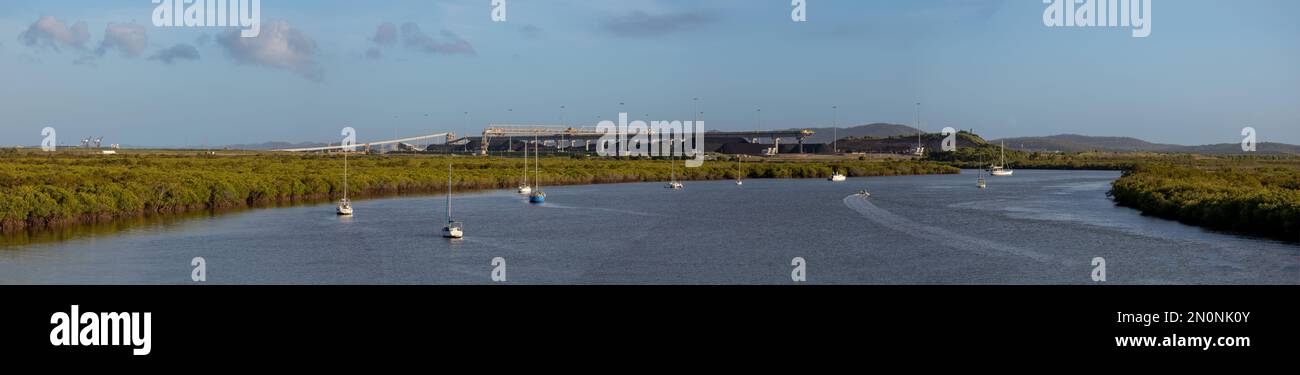 A Panoramic landscape view of the Wiggins Island Coal Export Terminal ...