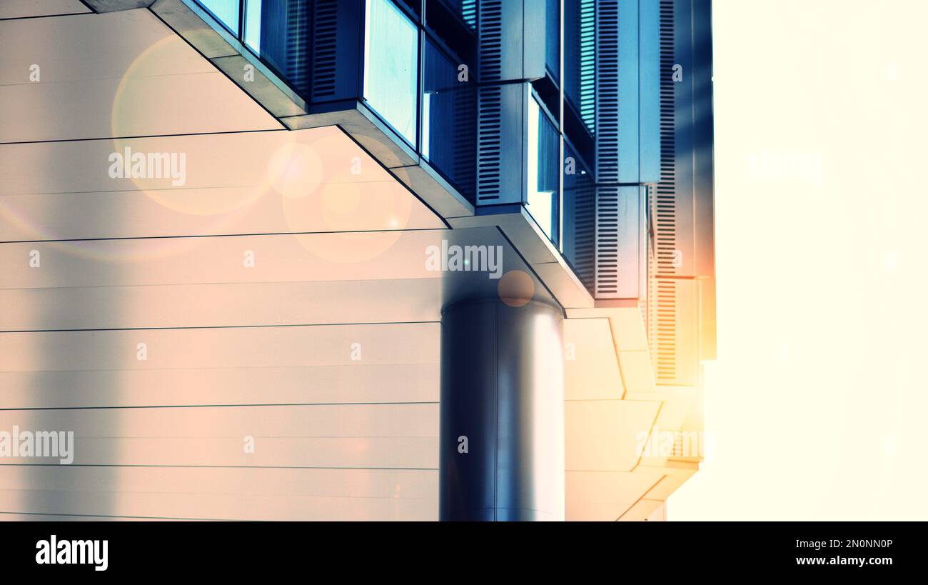 Modern office building facade abstract fragment, shiny windows in steel ...