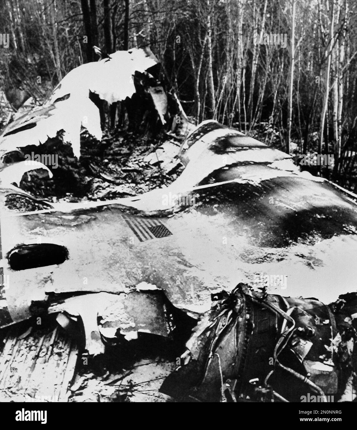 This is the disaster scene showing the fuselage of the DC-8 that ...