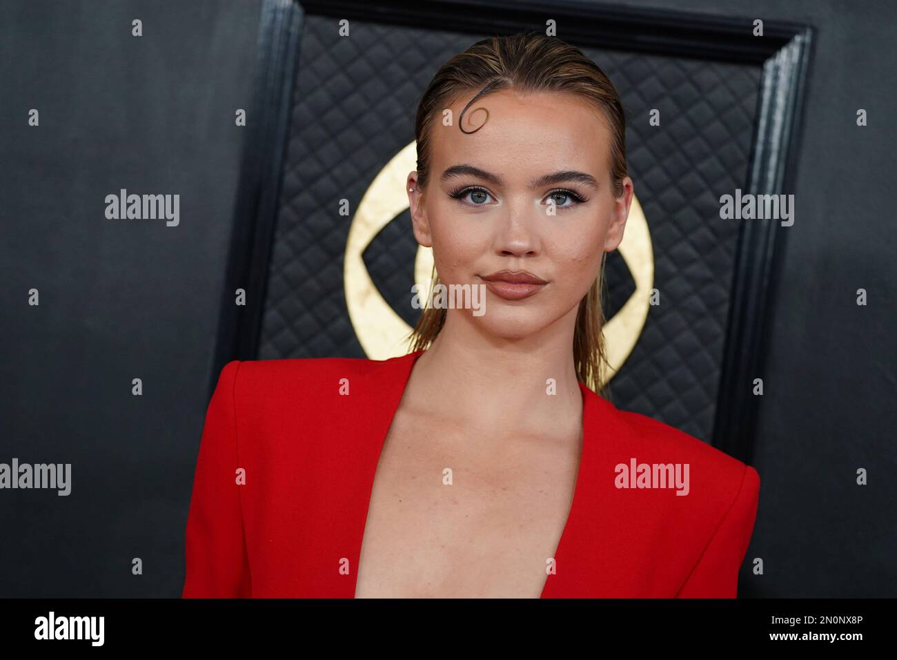 Emma Brooks McAllister arrives at the 65th annual Grammy Awards on ...