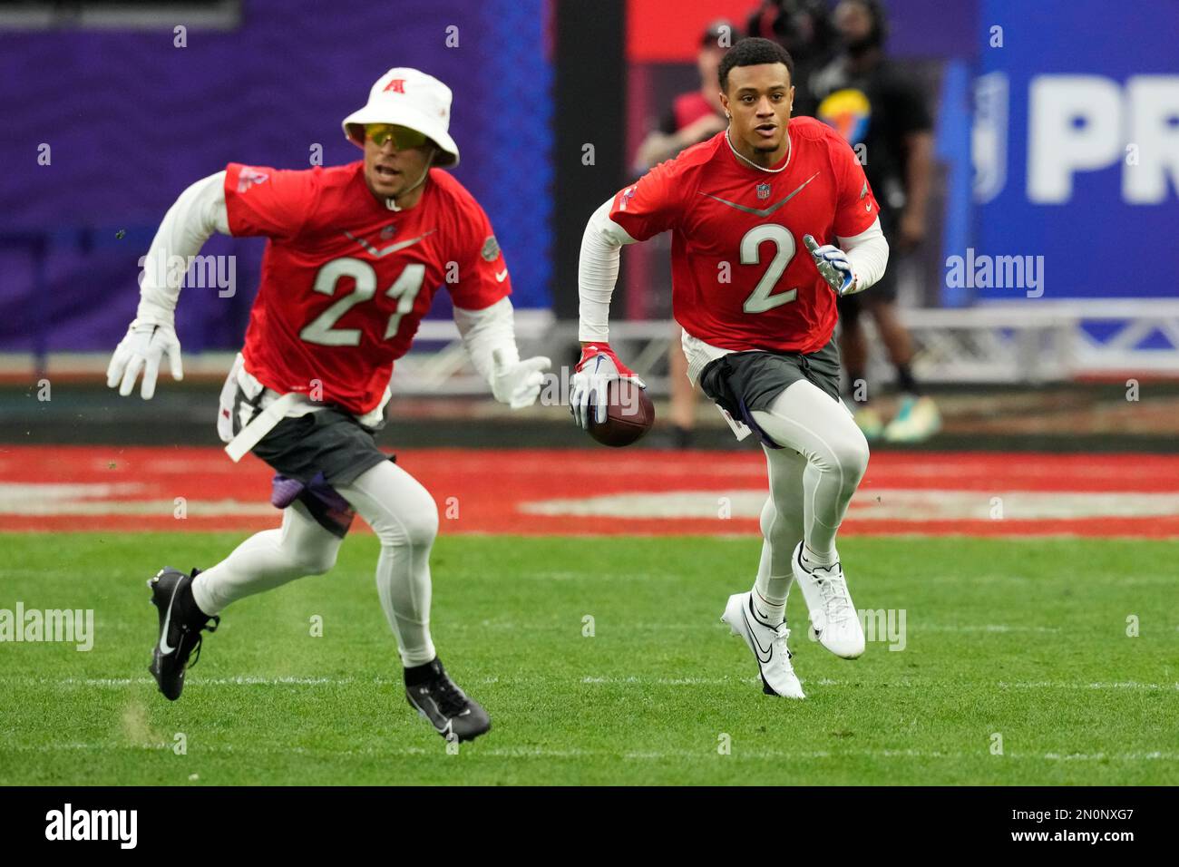 AFC cornerback Pat Surtain II (2) of the Denver Broncos runs the ball ...