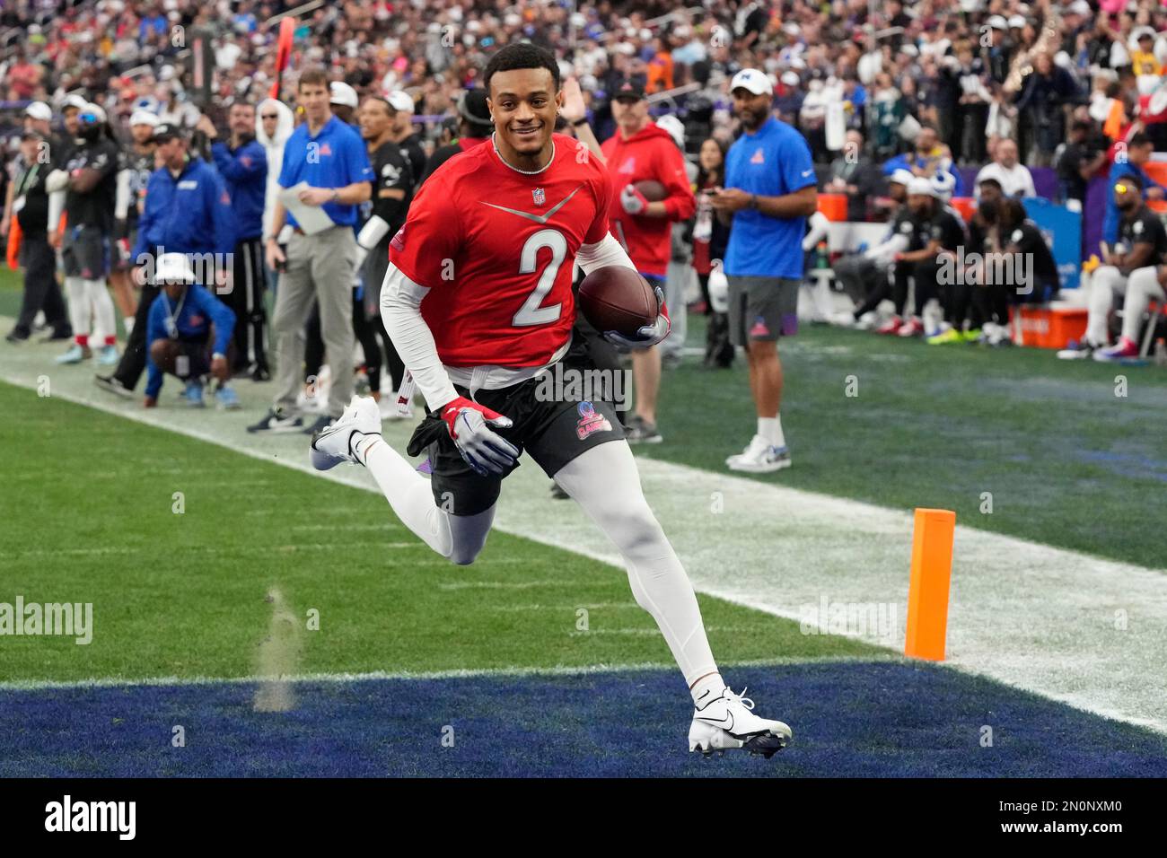 AFC cornerback Pat Surtain II (2) of the Denver Broncos runs the ball ...