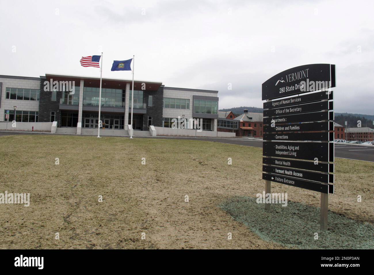The rebuilt state office complex is shown in Waterbury, Vt., where ...