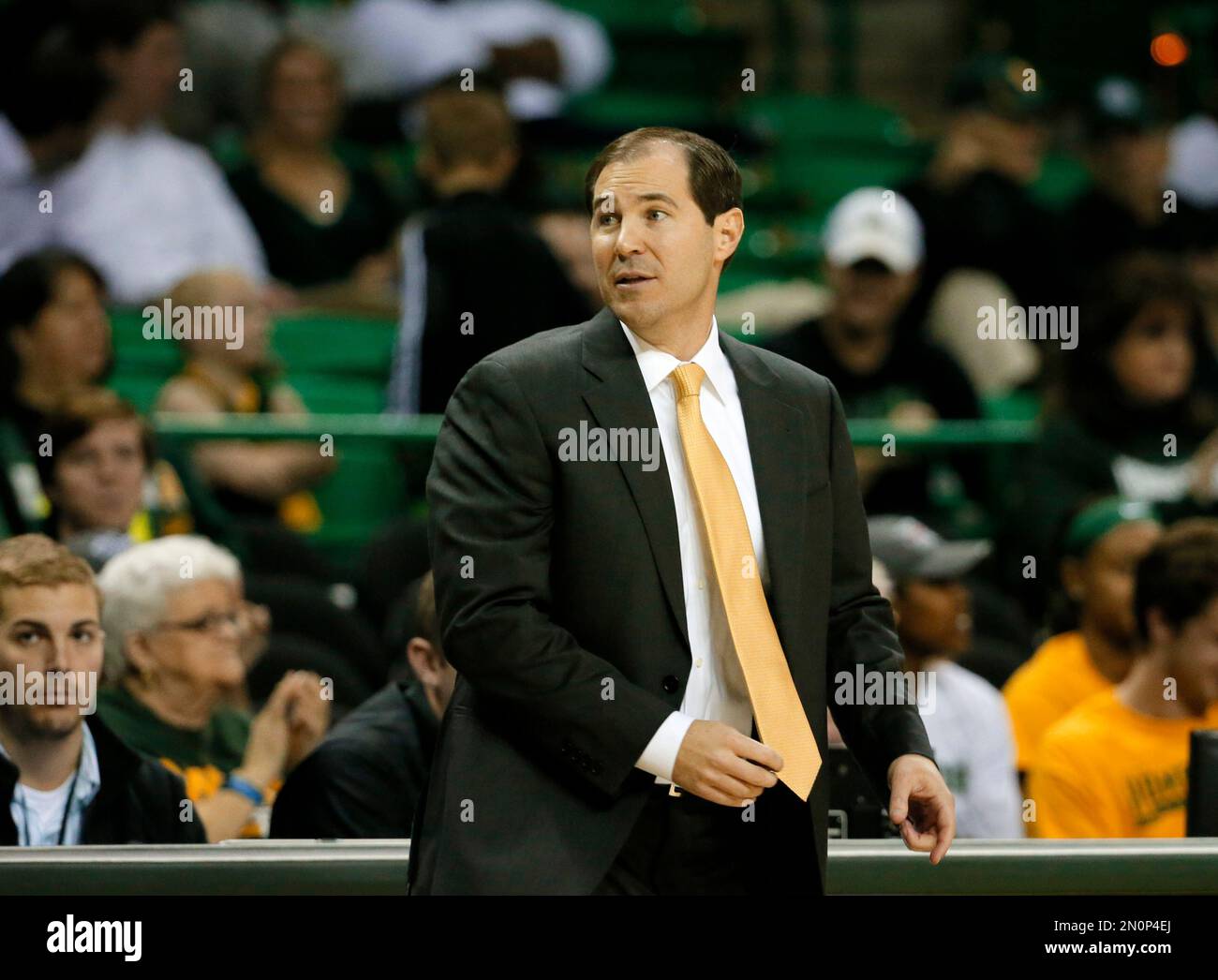 Baylor head coach Scott Drew looks to the bench during an NCAA college ...