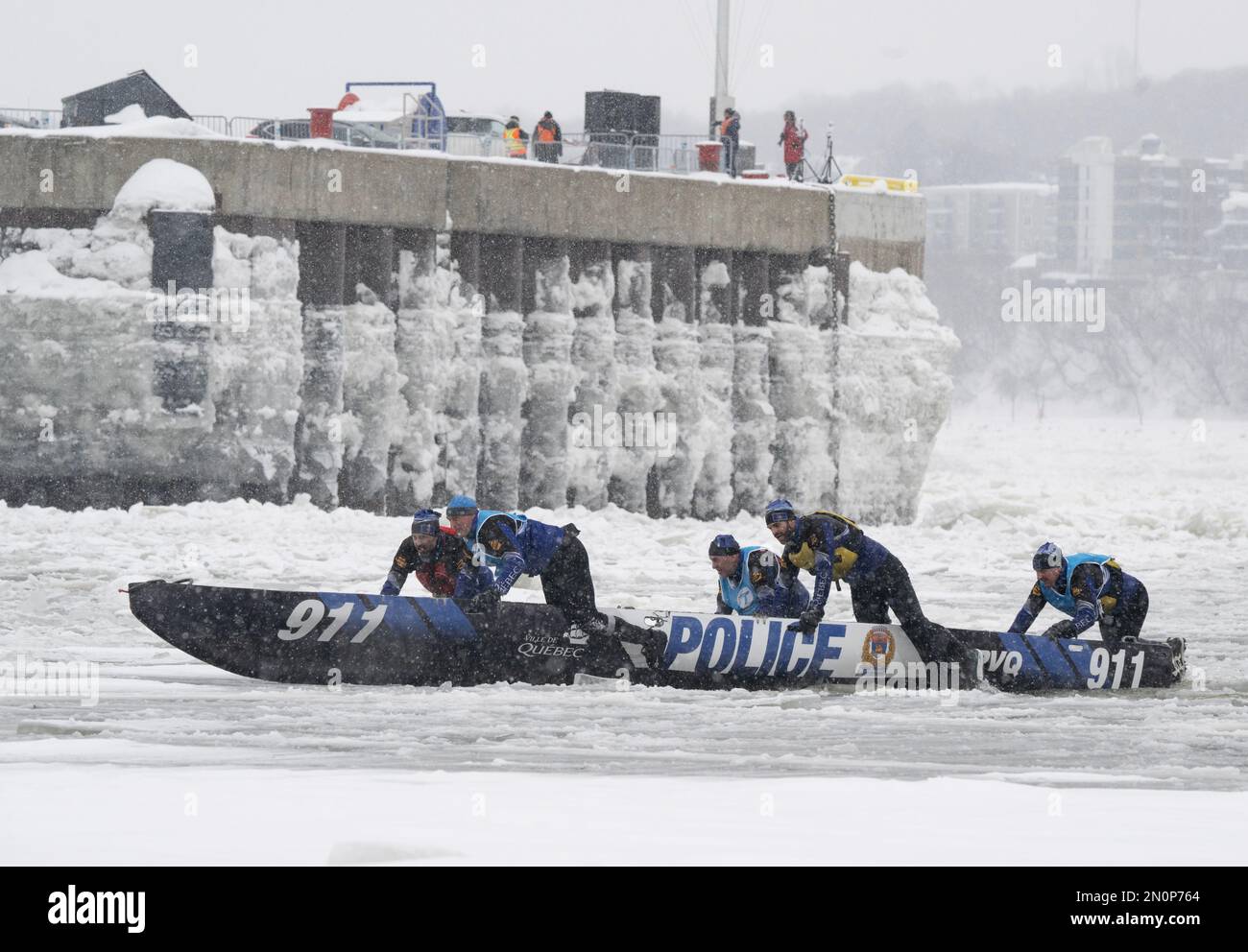 The Quebec City Police Force team skipped by Fabien Marceau, back, race ...