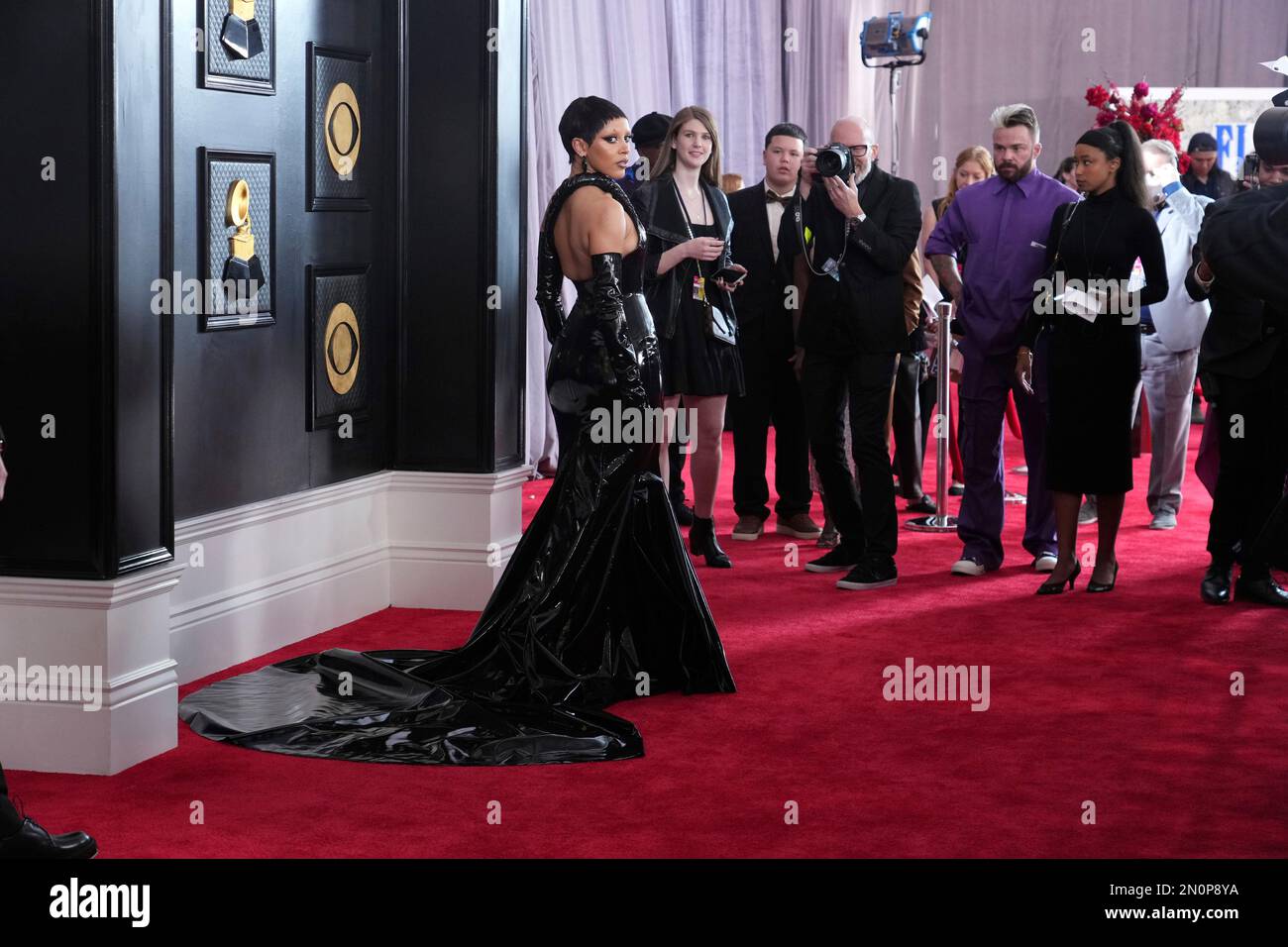Doja Cat arrives at the 65th annual Grammy Awards on Sunday, Feb. 5 ...