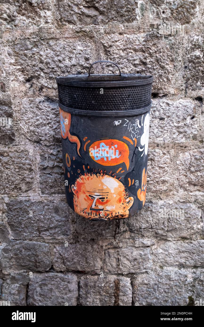 Bin with graffiti on it Stock Photo - Alamy