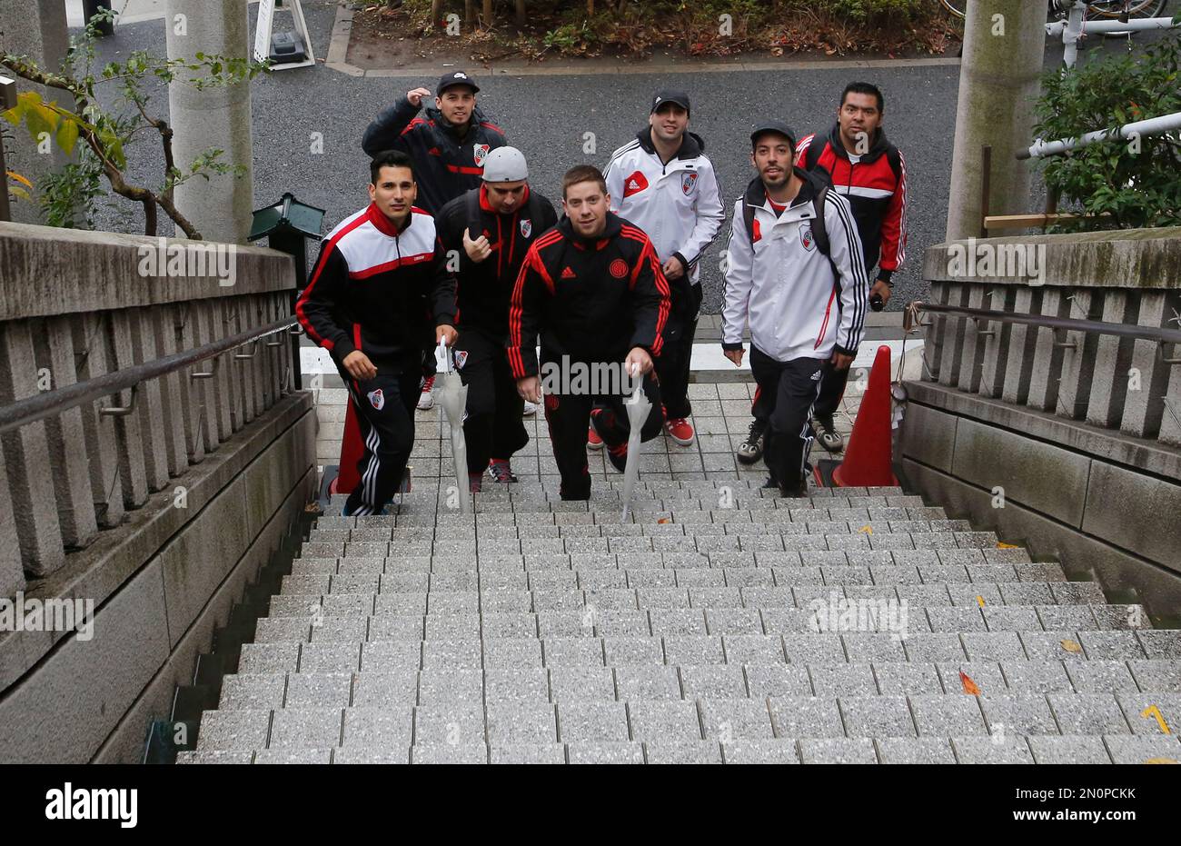 Argentine club River Plate’s Augusto Solari, left, and Camilo Mayada ...