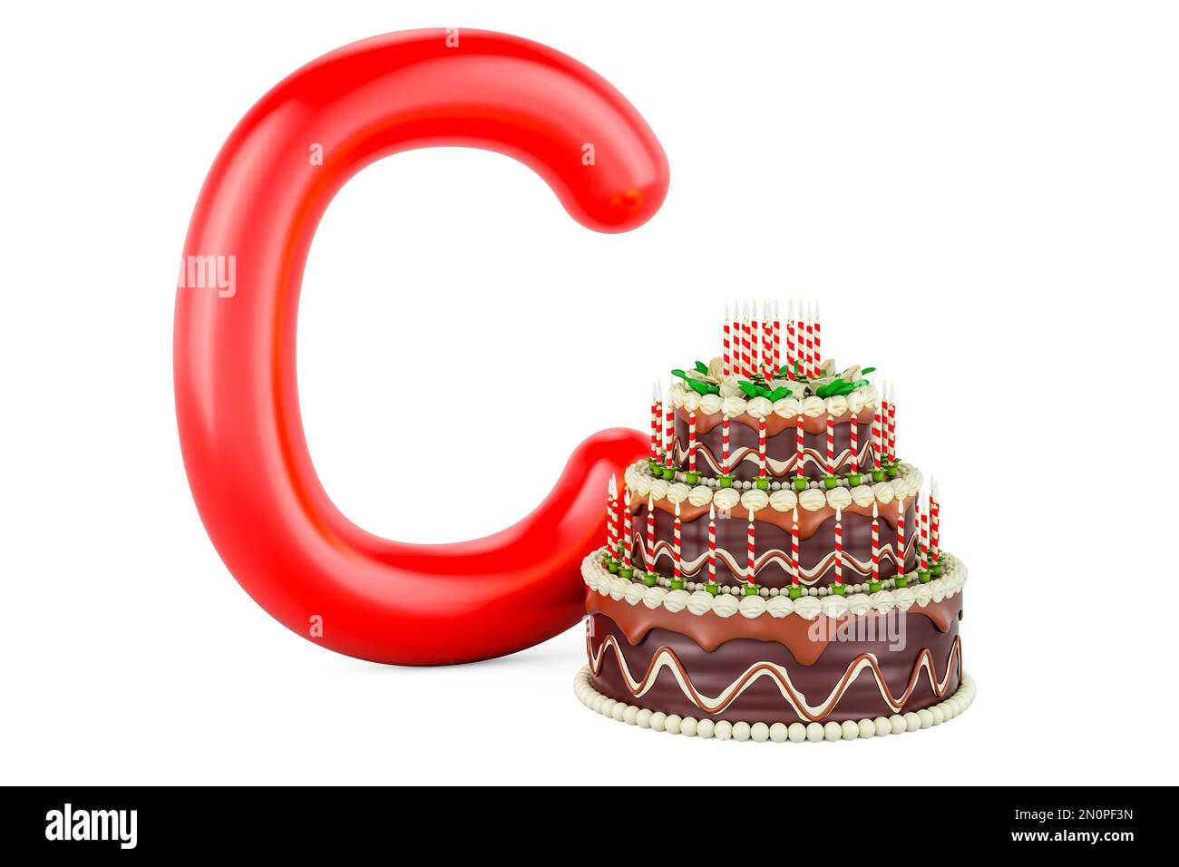 Kids ABC, Letter C with cake. 3D rendering isolated on white background ...