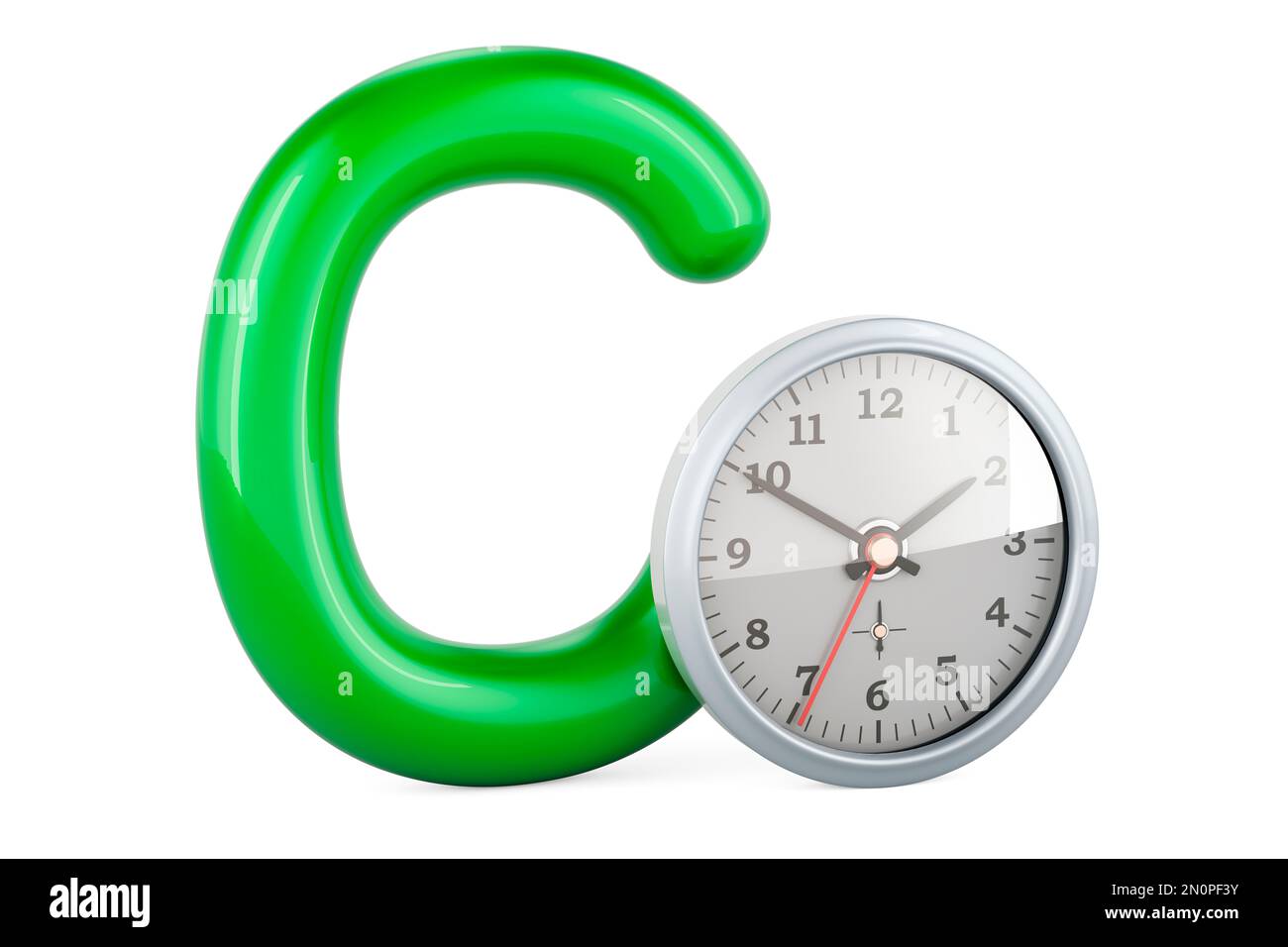 Kids ABC, Letter C with clock. 3D rendering isolated on white ...
