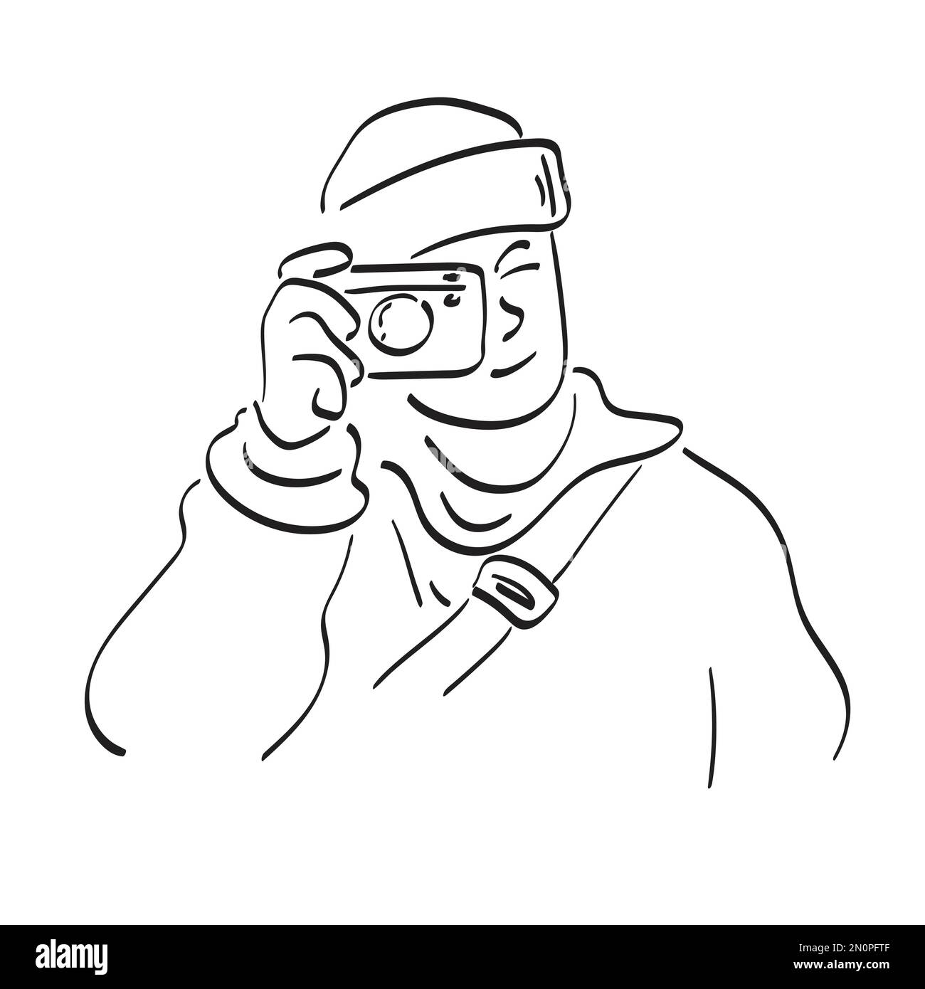 half length male photographer using compact camera illustration vector ...