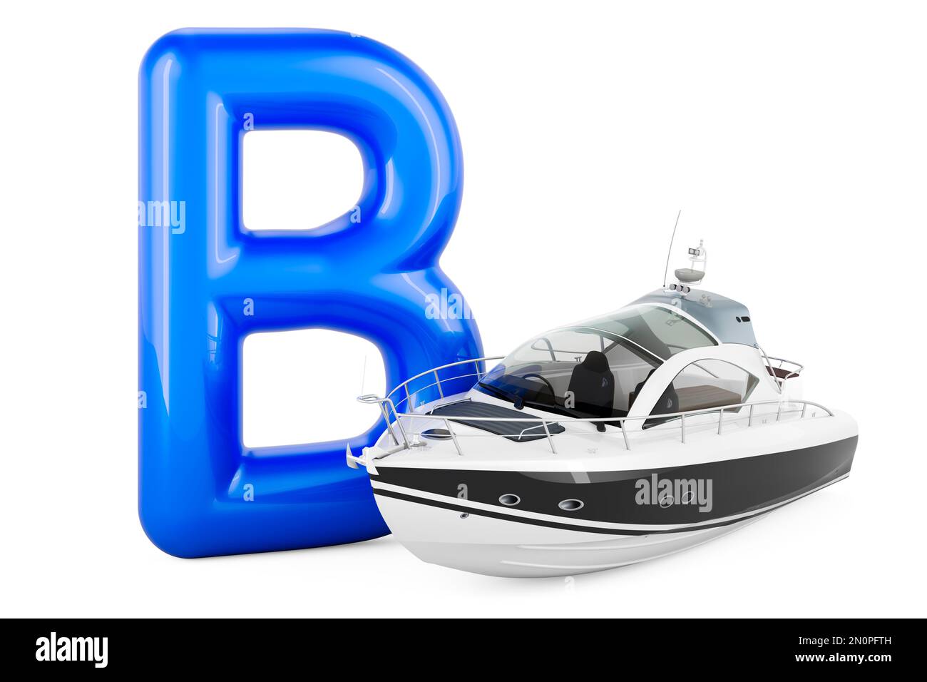 Kids ABC, Letter B with boat. 3D rendering isolated on white background ...