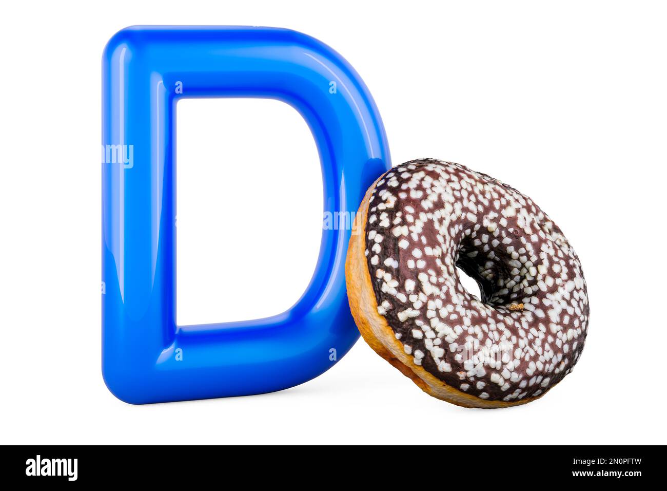 Kids ABC, Letter D with donut. 3D rendering isolated on white ...