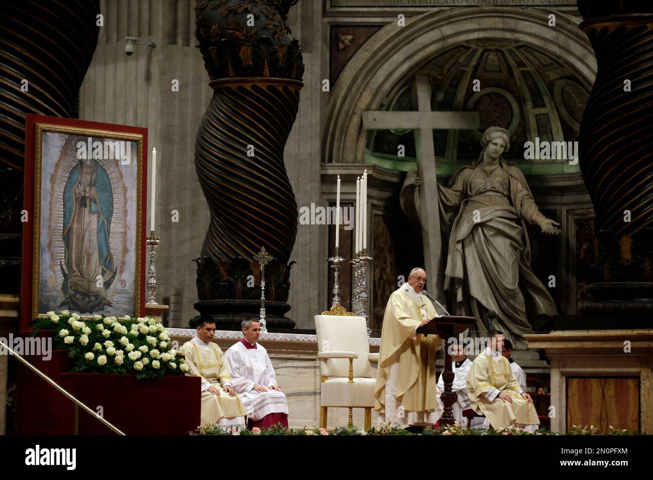Pope Francis celebrates a mass on the occasion of the Virgin Mary of ...