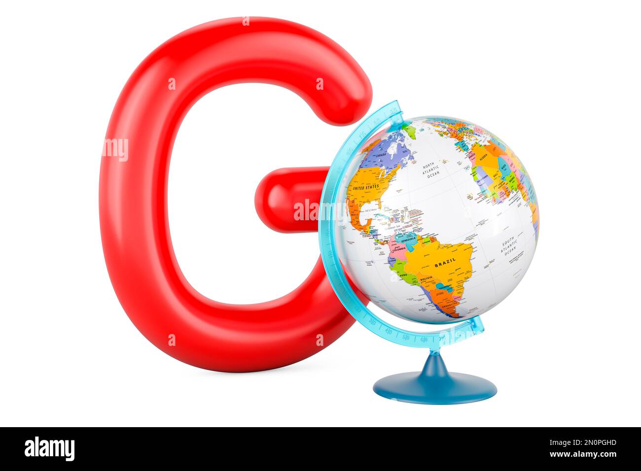 Kids ABC, Letter G with geographical globe. 3D rendering isolated on ...