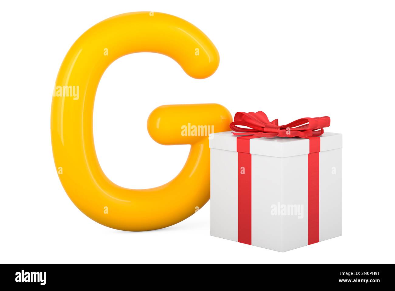 Kids ABC, Letter G with gift box. 3D rendering isolated on white ...