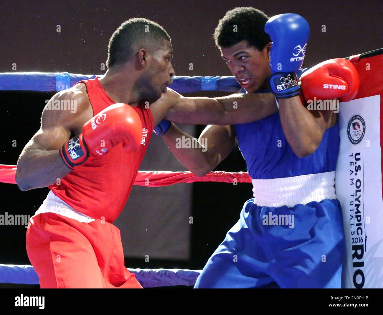 Abraham Nova, left, and Gary Russell compete in the U.S. Olympic Boxing ...