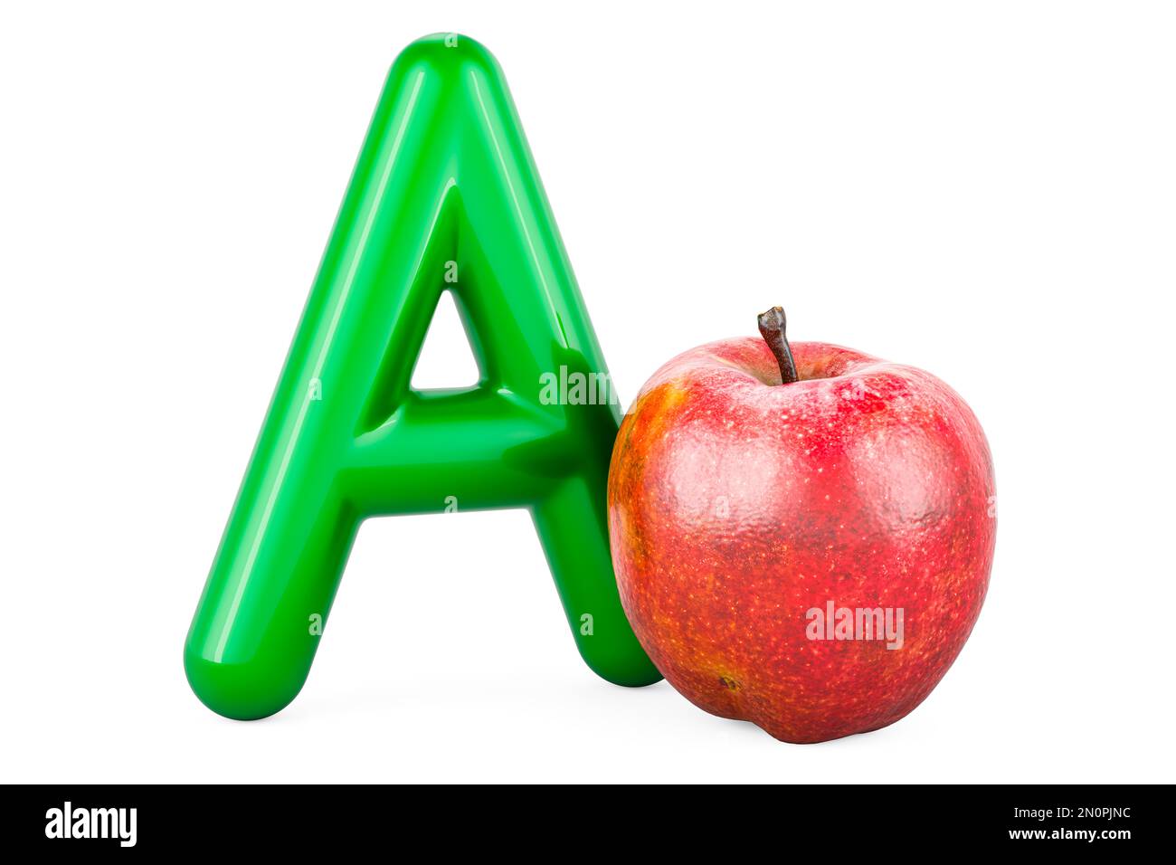 Kids ABC, Letter A with apple. 3D rendering isolated on white ...