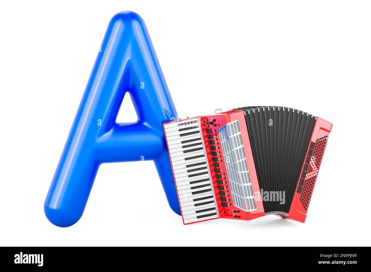 Kids ABC, Letter A with accordion. 3D rendering isolated on white ...