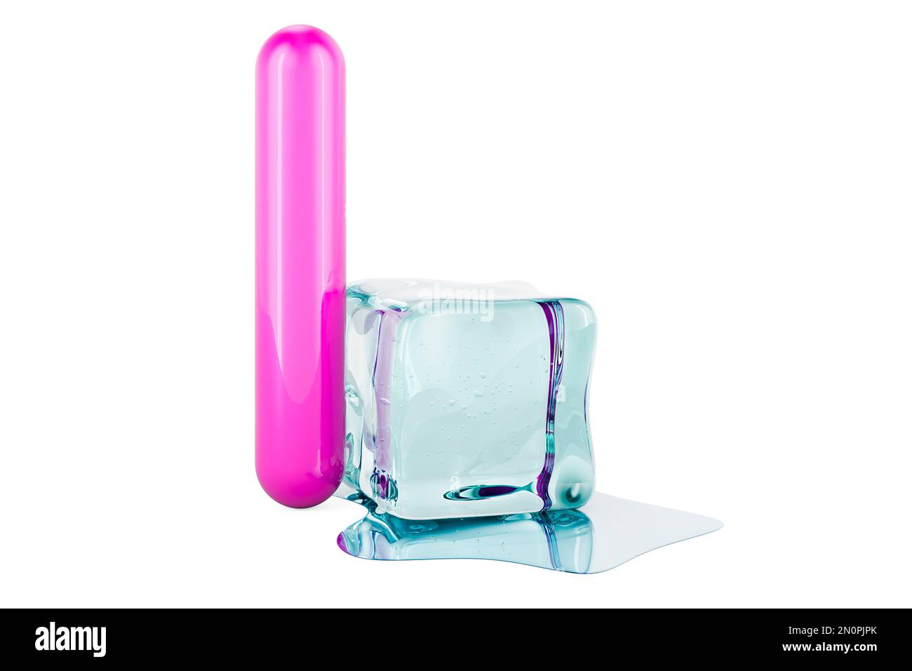 Kids ABC, Letter I with ice cube. 3D rendering isolated on white ...