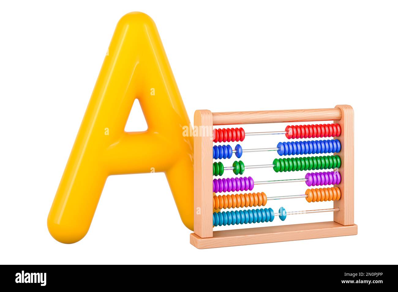 Kids ABC, Letter A with abacus. 3D rendering isolated on white ...