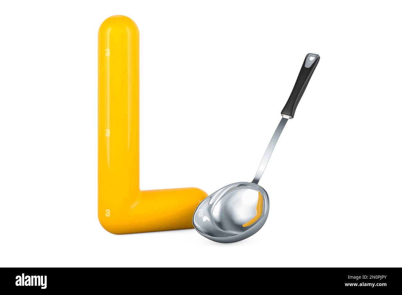 Kids ABC, Letter L with laddle. 3D rendering isolated on white ...