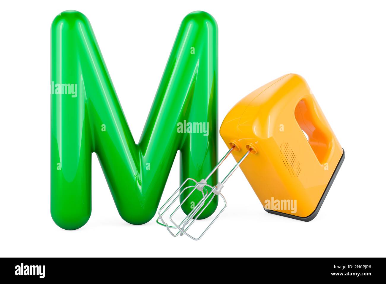 Kids ABC, Letter M with mixer. 3D rendering isolated on white ...