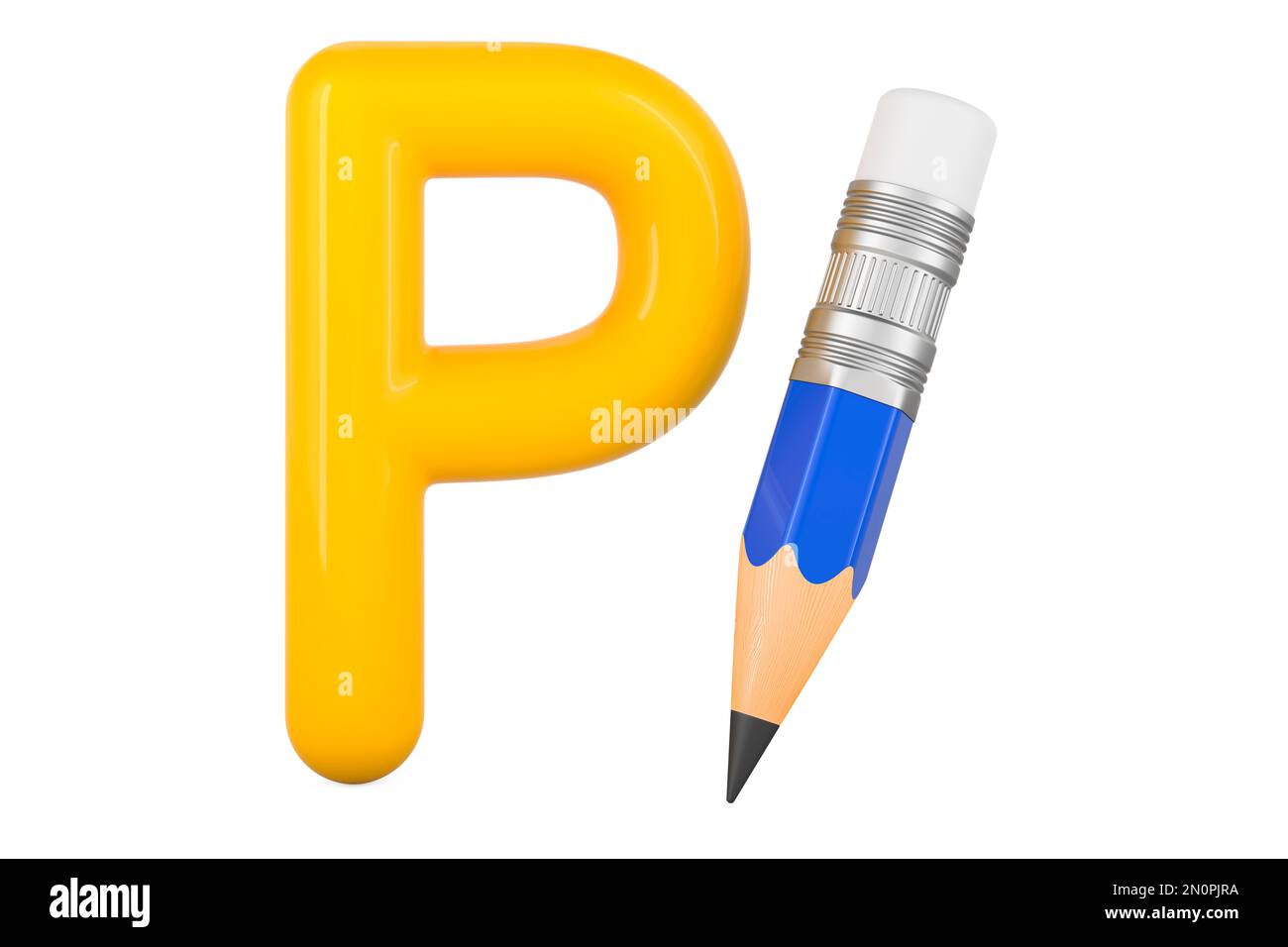 Kids ABC, Letter P with pencil. 3D rendering isolated on white ...