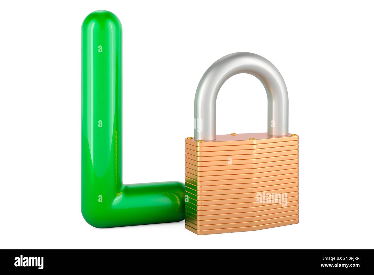 Kids ABC, Letter L with lock. 3D rendering isolated on white background ...
