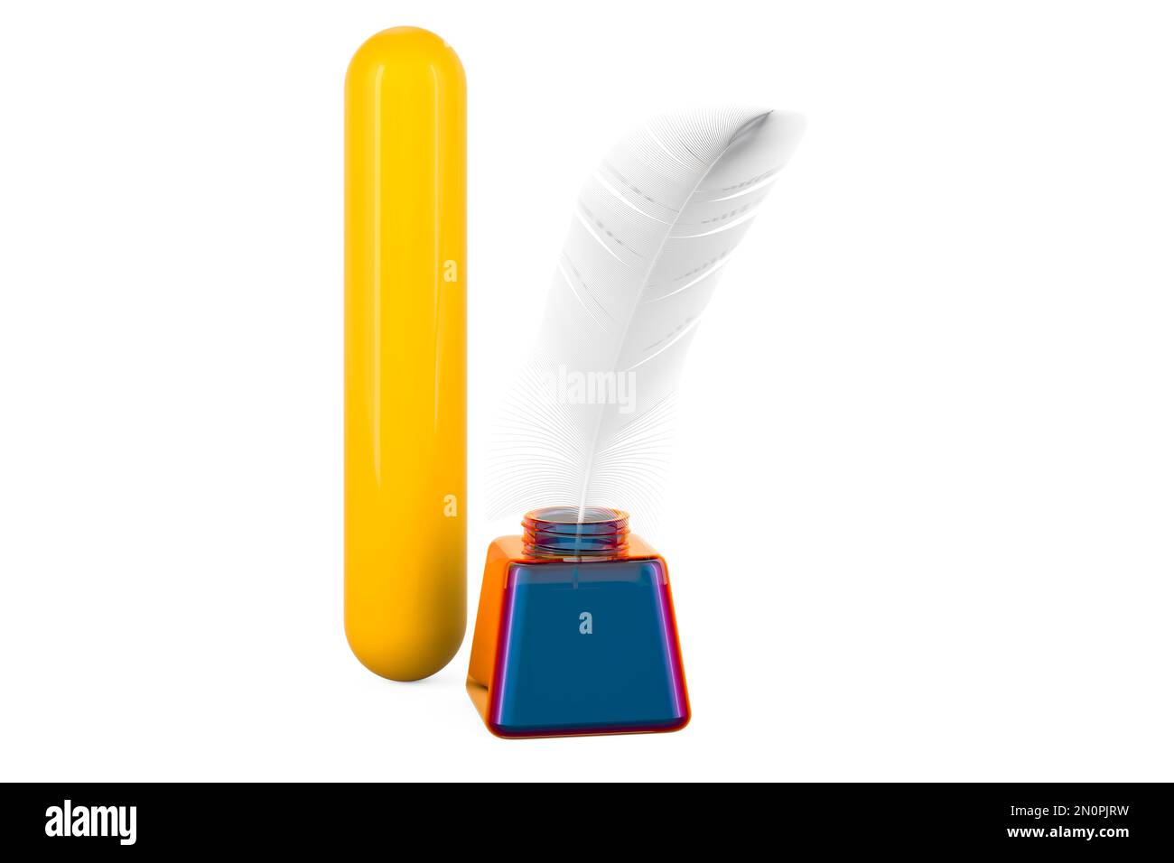 Kids ABC, Letter I with ink bottle. 3D rendering isolated on white ...