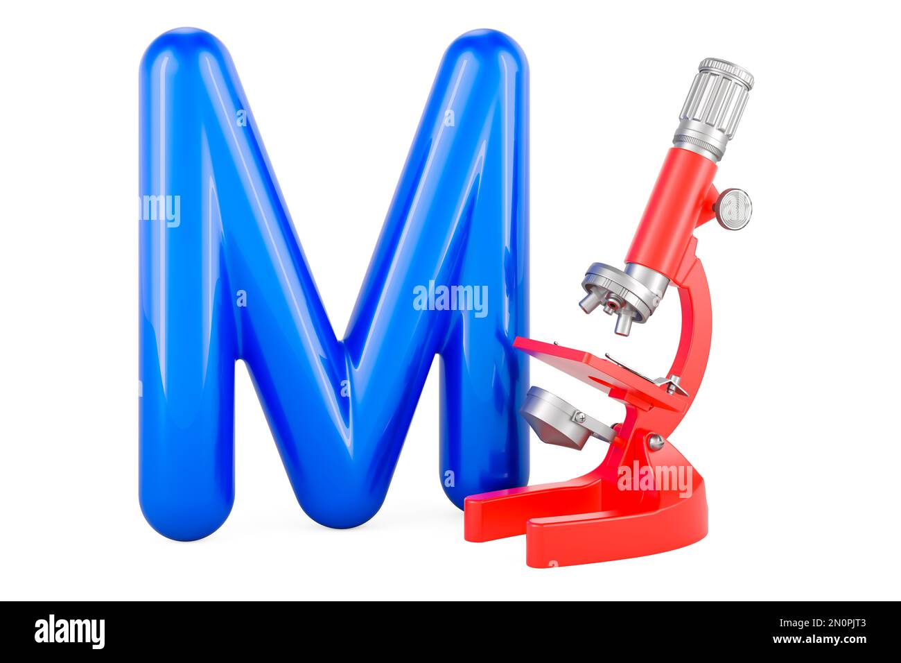 Kids ABC, Letter M with microscope. 3D rendering isolated on white ...