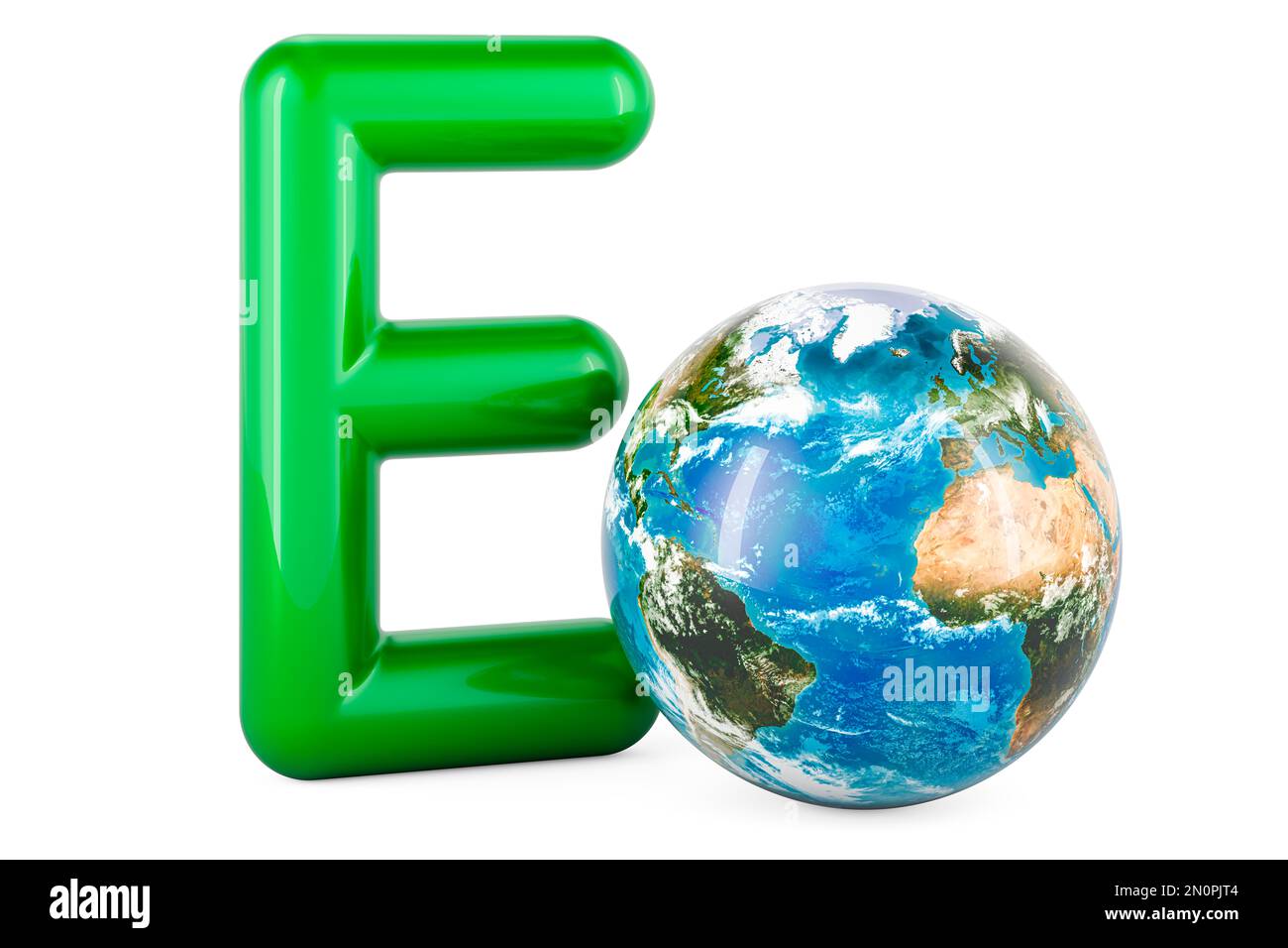 Kids ABC, Letter E with Earth Globe. 3D rendering isolated on white ...