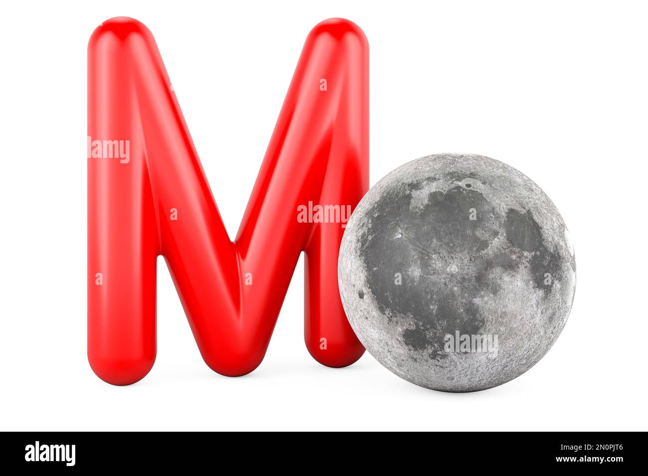 Kids ABC, Letter M with moon. 3D rendering isolated on white background ...