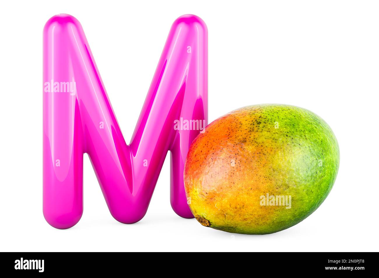 Kids ABC, Letter M with mango. 3D rendering isolated on white ...