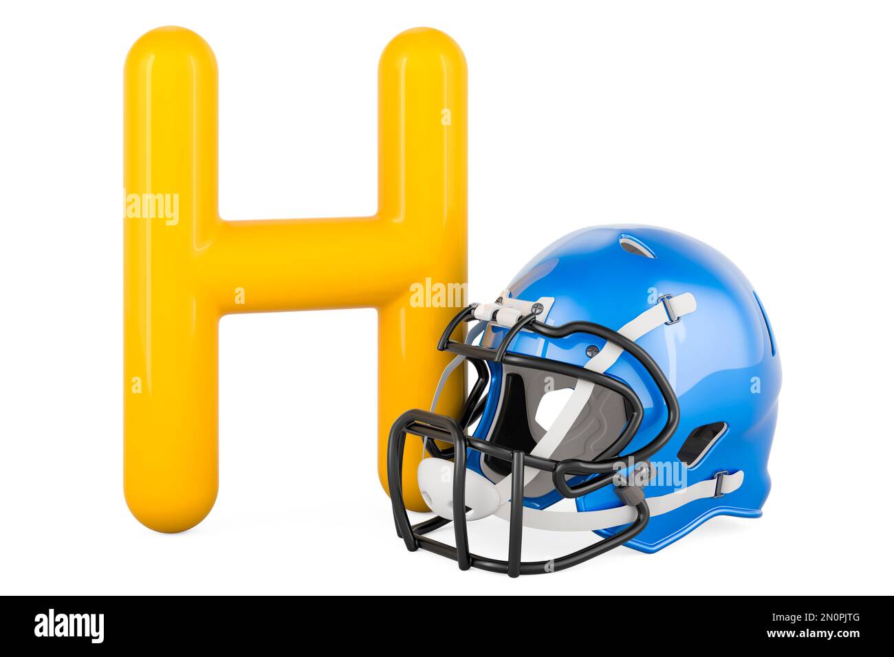 Kids ABC, Letter H with football helmet. 3D rendering isolated on white ...