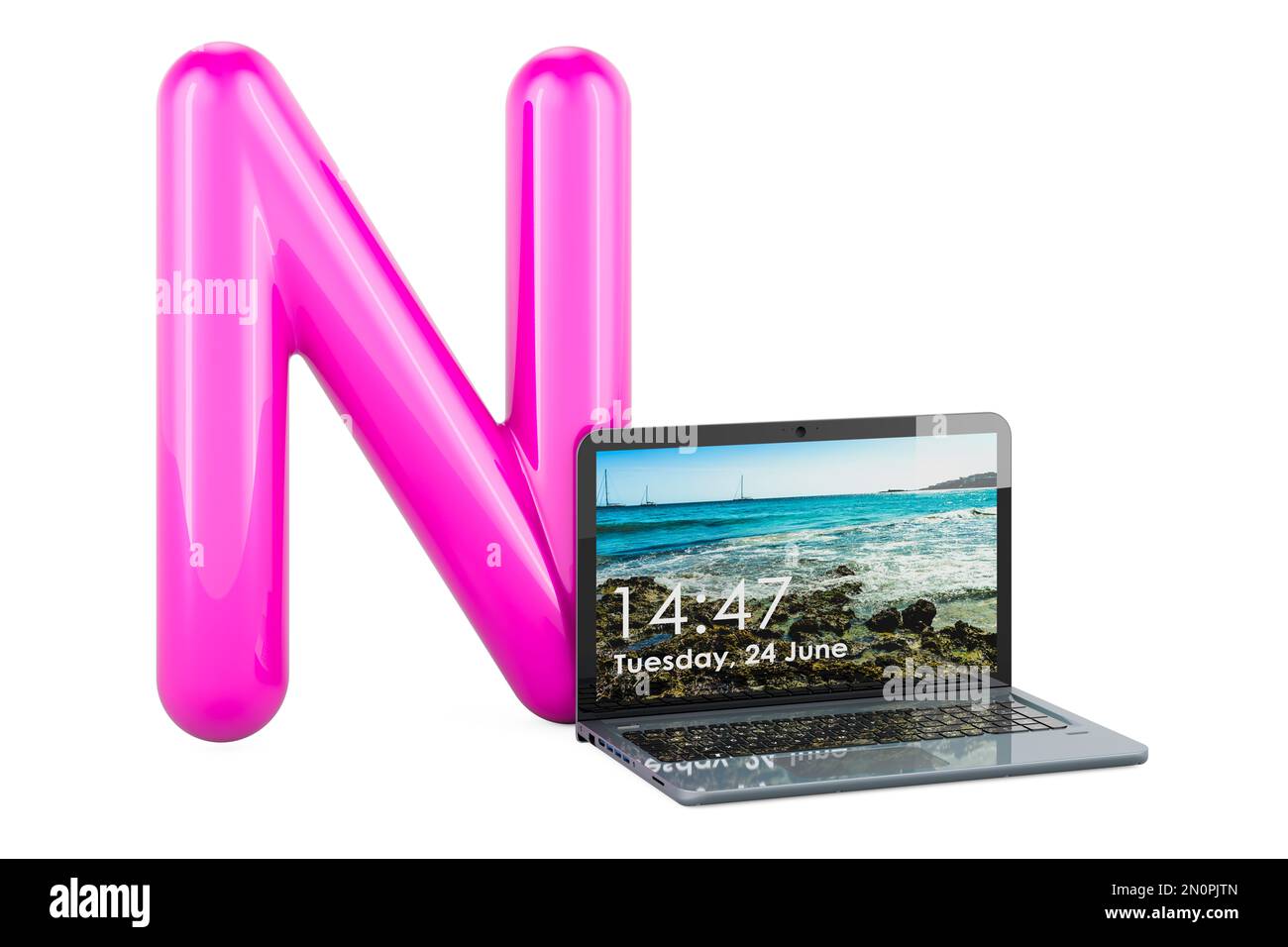 Kids ABC, Letter N with notebook. 3D rendering isolated on white ...