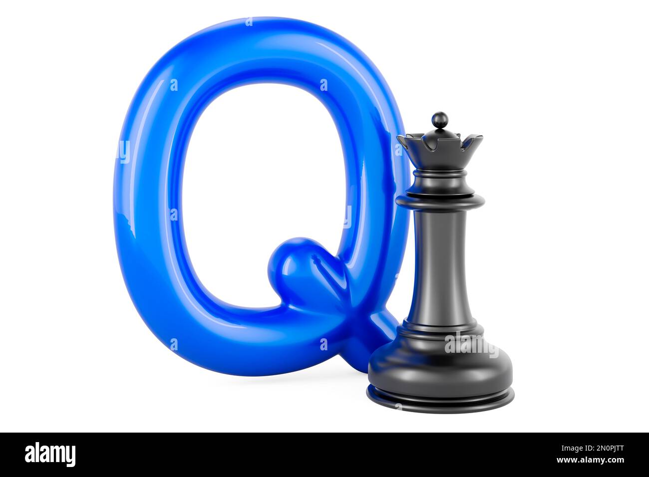 Kids ABC, Letter Q with queen chess. 3D rendering isolated on white ...