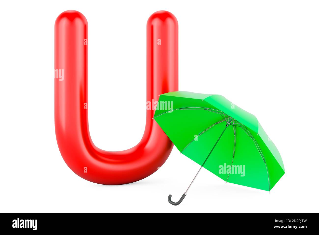Kids ABC, Letter U with umbrella. 3D rendering isolated on white ...